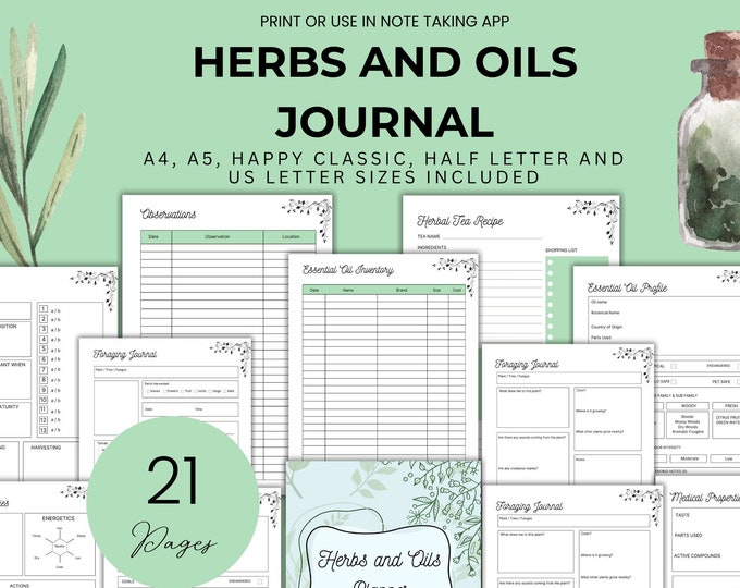Herbal Home Apothecary Planner Spring Green Herbalism Printable Journal ...