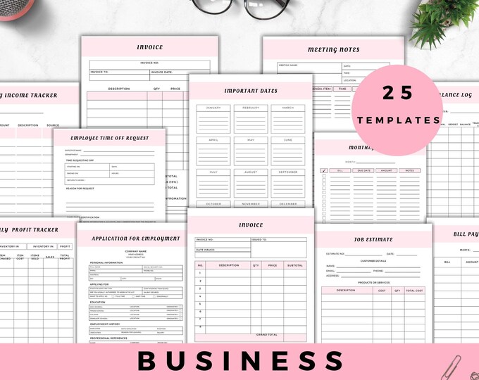 Business Templates Bundle Editable PDF Business Plan Workbook Template ...