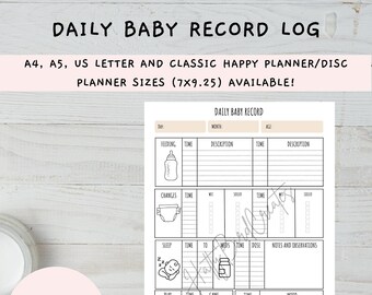 Infant Daily Log Baby Care Tracker - Etsy