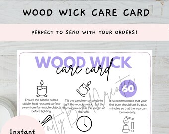 Wood Wick Care Cards - Etsy