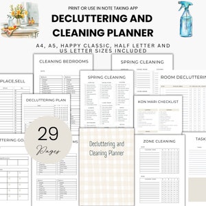 Declutter and Cleaning Planner Printable Decluttering Checklist Bundle Cleaning Schedule ...