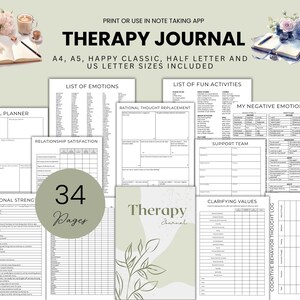 Therapy Journal Bundle Mental Health Planner Printable Guided Journal ...