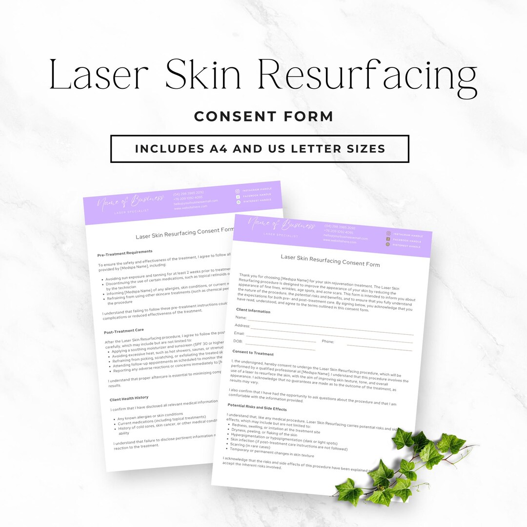 Laser Skin Resurfacing Consent Form, Editable Canva Medspa Intake ...