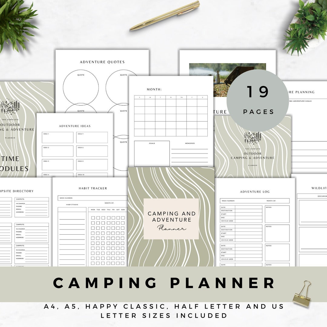 Printable Camping Planner Adventure Trip Organiser Backpacking Travel ...