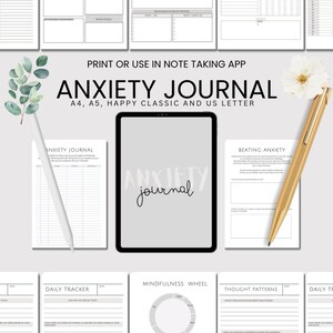 Anxiety Journal, Printable Mental Health Workbook, Guided Therapy ...