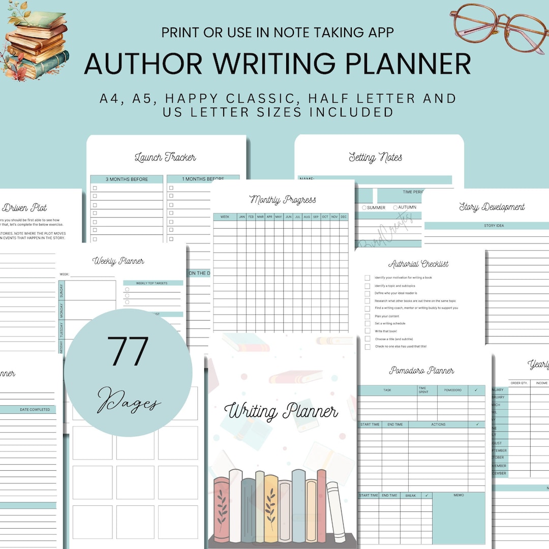 Writer Planner Printable Writer Journal Novel Planner Book Writing ...