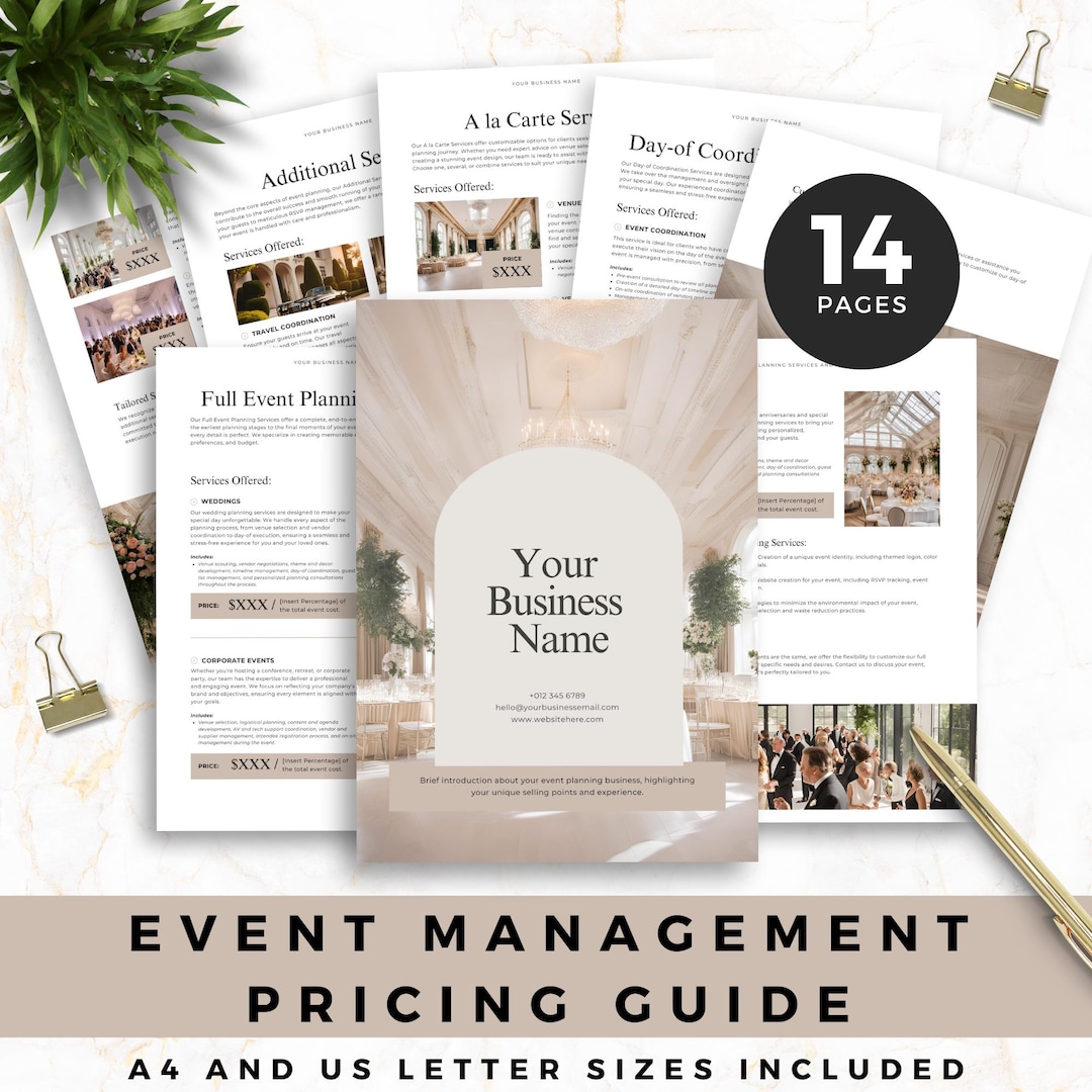 Event Planner Price List Template, Editable Pricing Guide, Professional ...