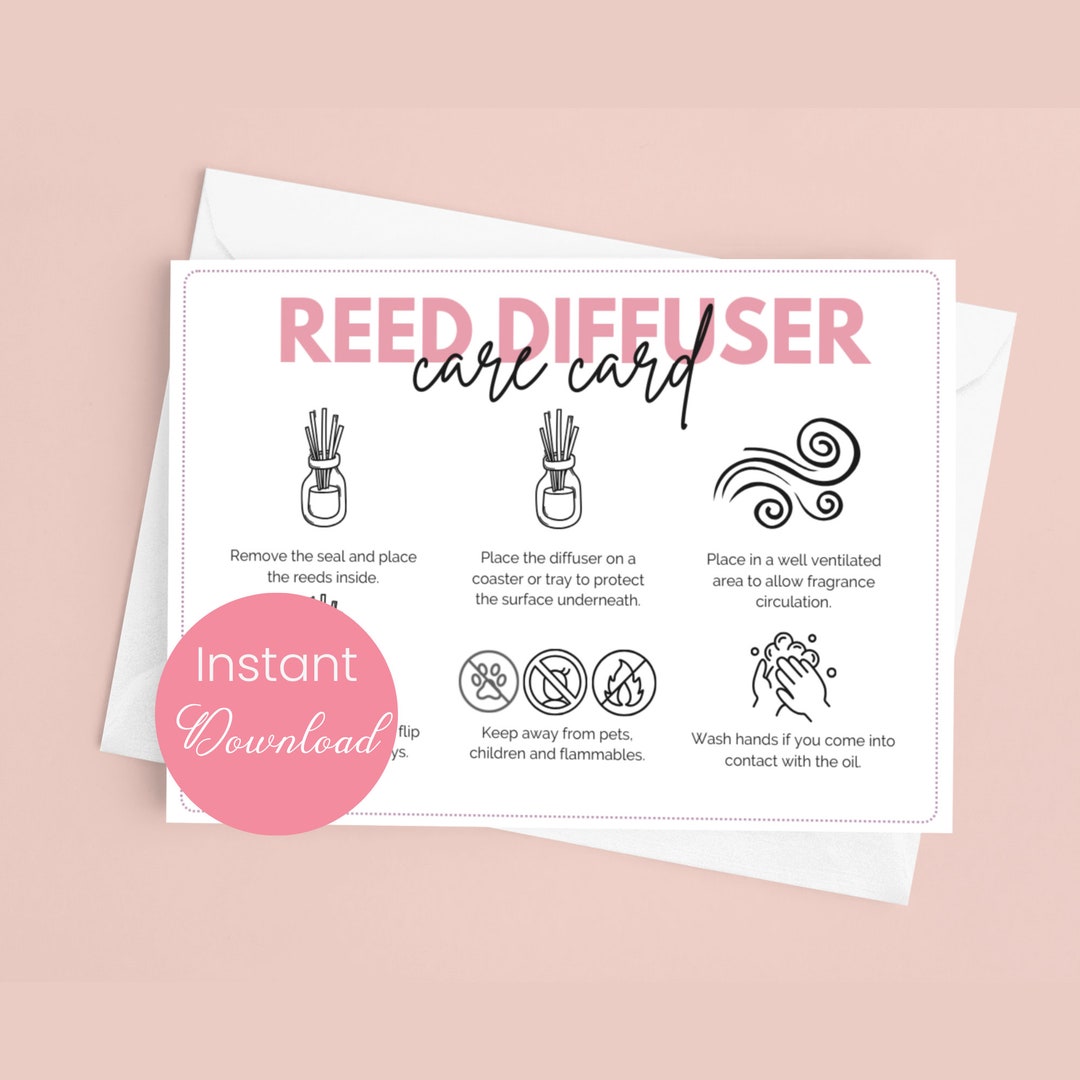 Reed Diffuser Care Instructions Printable Room Diffuser Template Oil ...