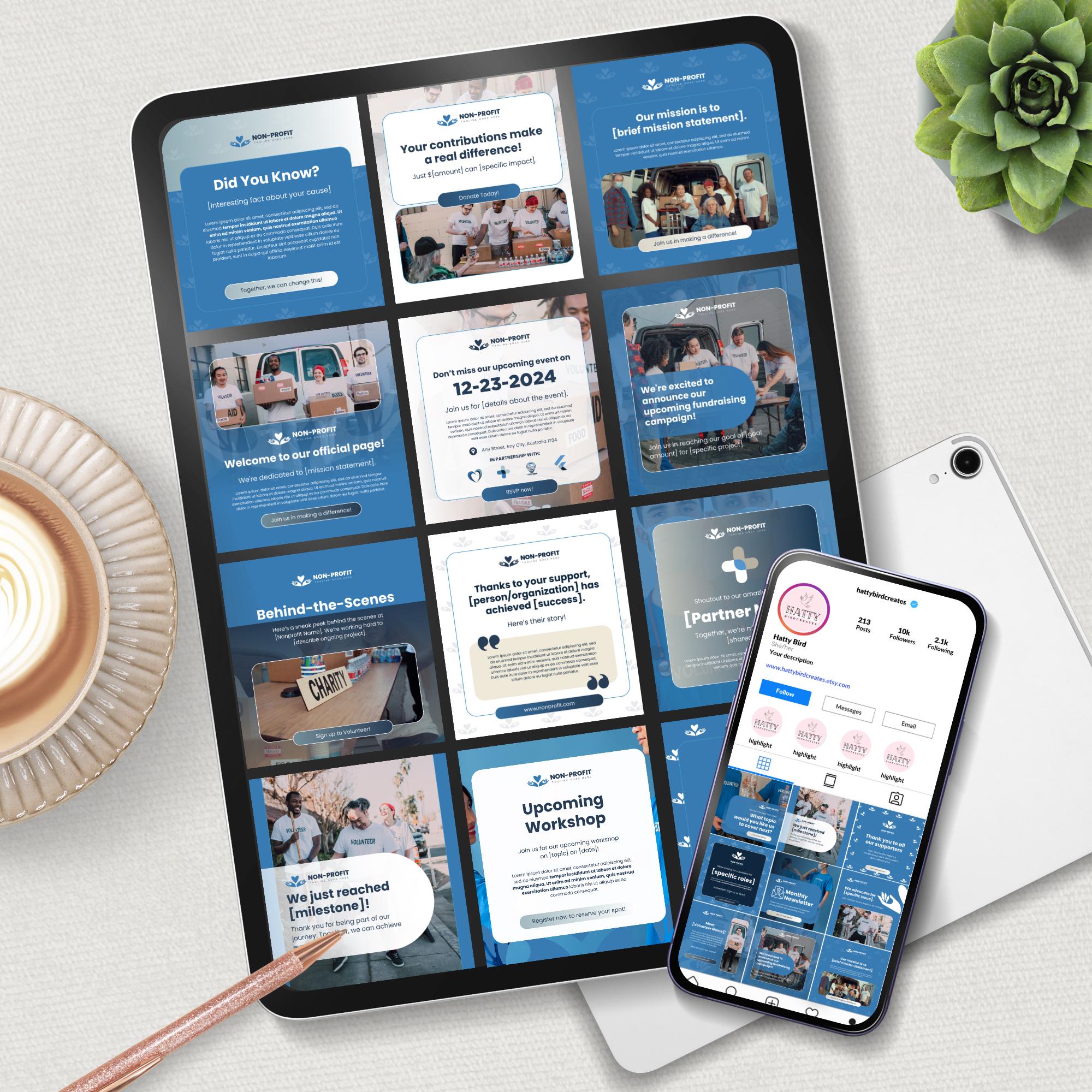 Nonprofit Social Media Post Templates Editable Non Profit Instagram ...