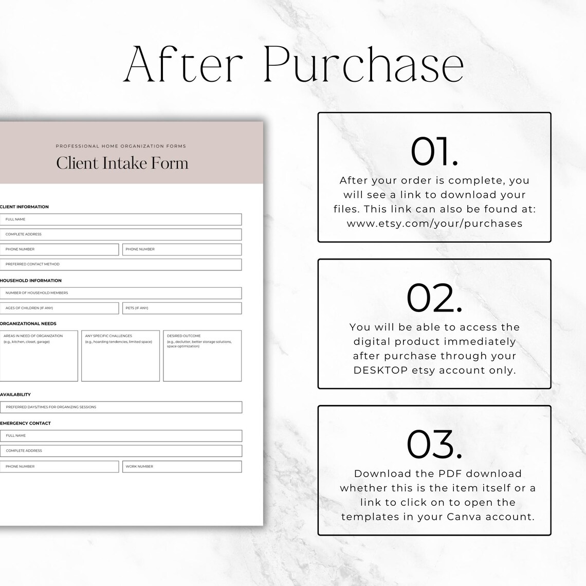 Professional Organizer Form Bundle Home Organizer Template Client ...