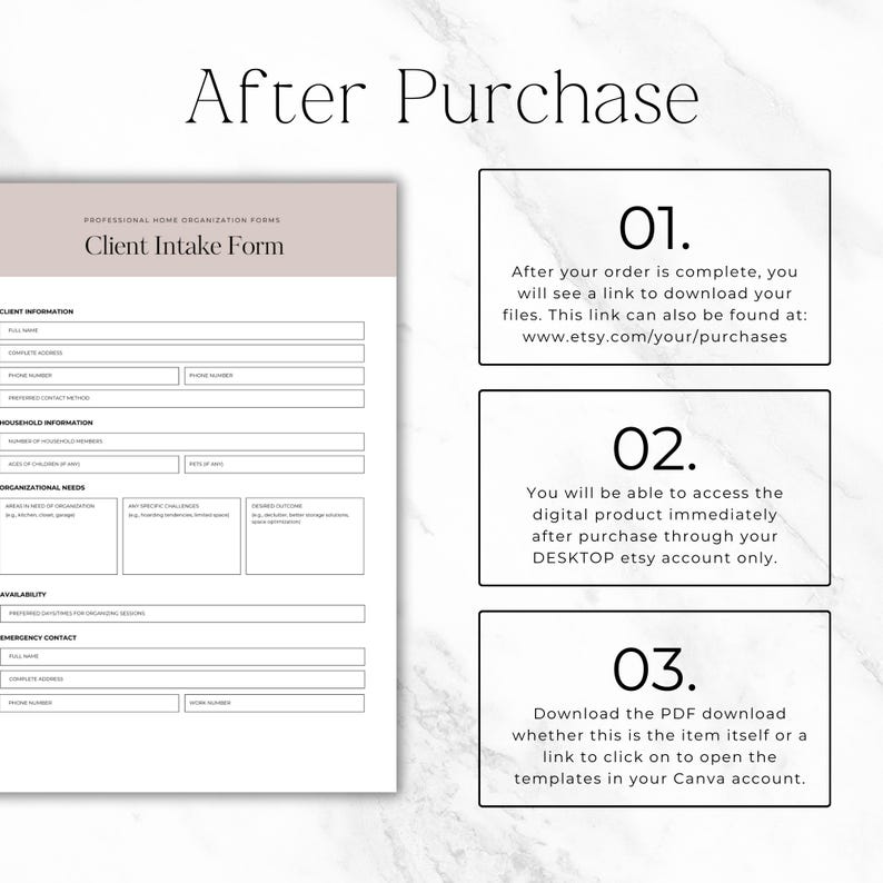 Professional Organizer Form Bundle Home Organizer Template Client ...