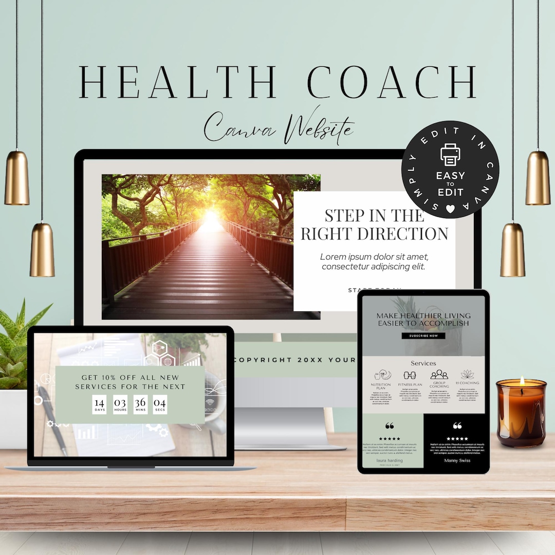 Health Coach Website Template Editable Wellness Coach Landing Page for ...