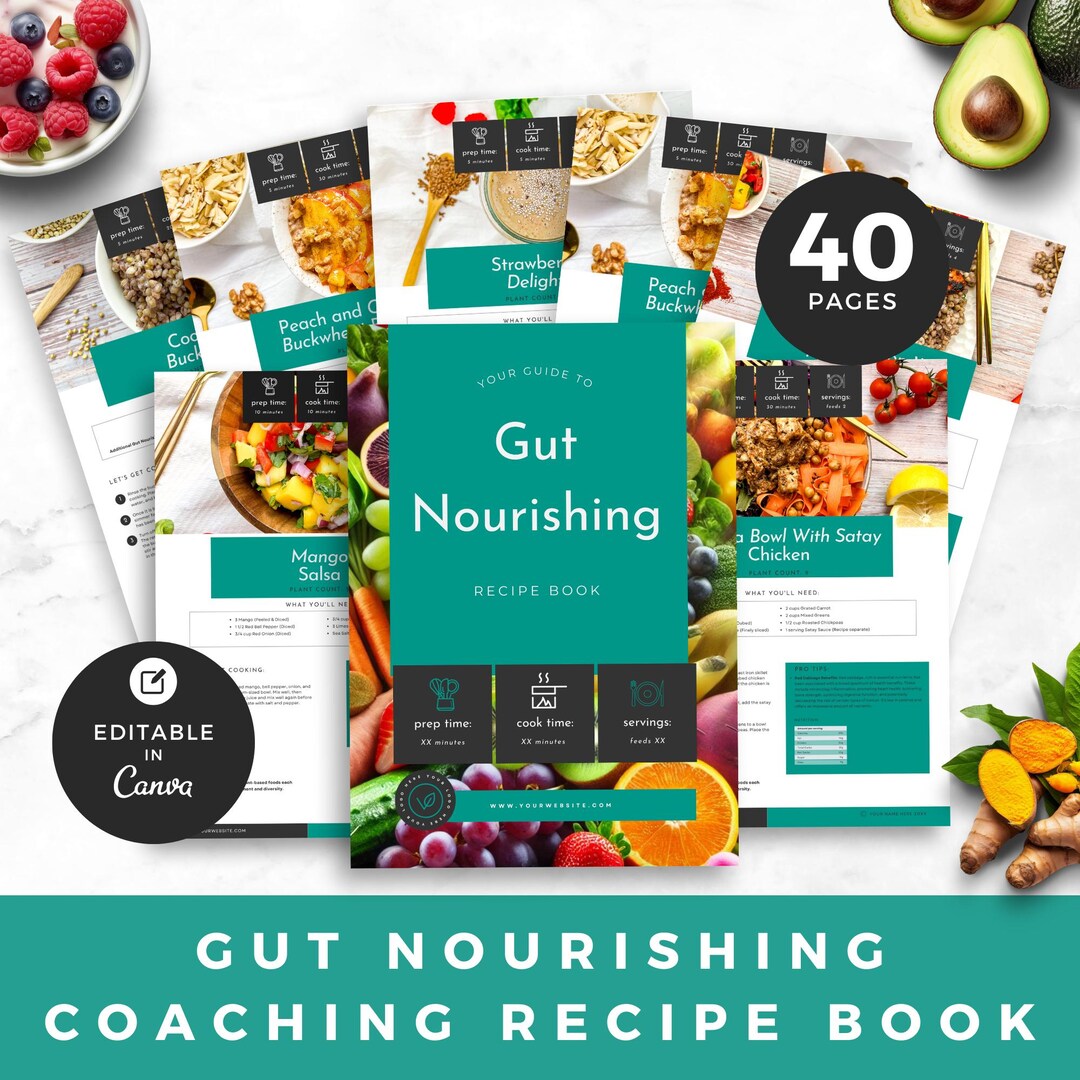 Editable Gut Health Recipe Book Canva Template | Nutrition Coach Lead ...