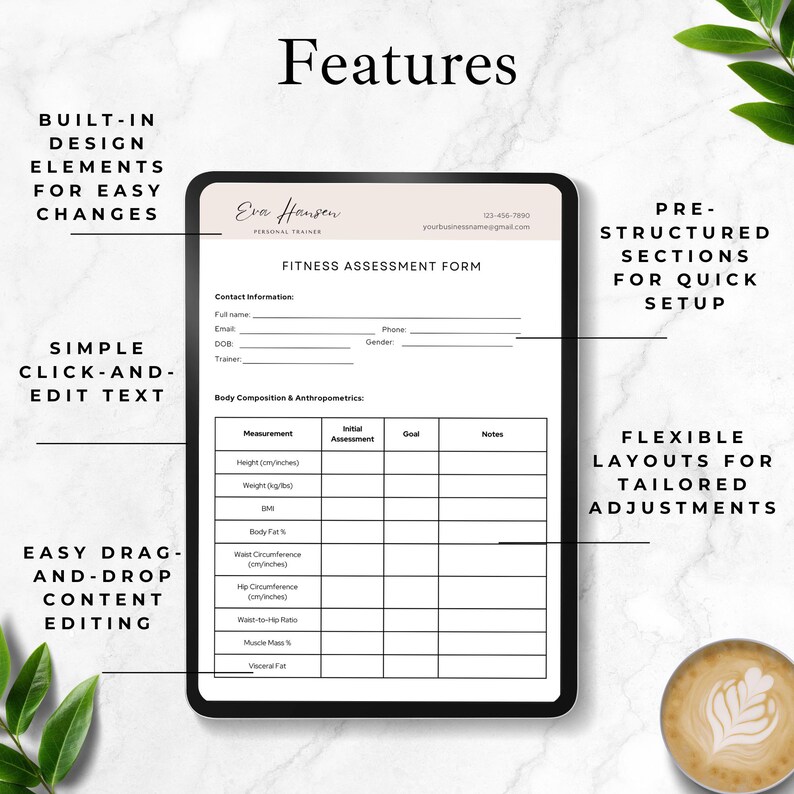Personal Trainer Client Fitness Assessment Forms Editable Personal ...
