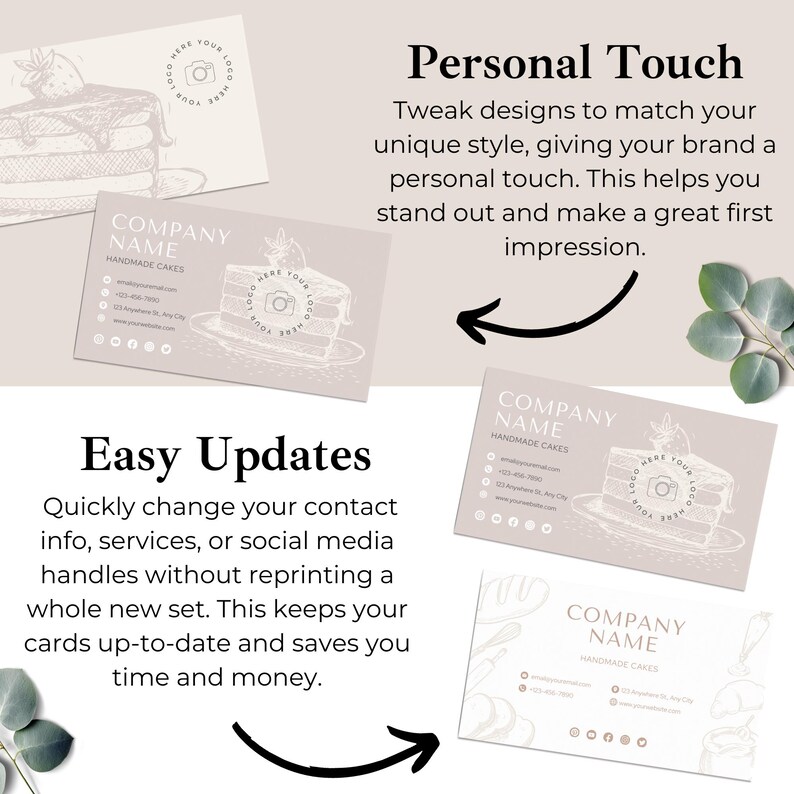 Bakery Business Card Template, Editable Custom Design, Printable Card ...