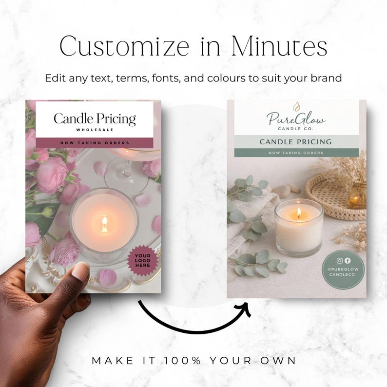 Candle Price List Template, Wholesale Line Sheet for Candle Business ...