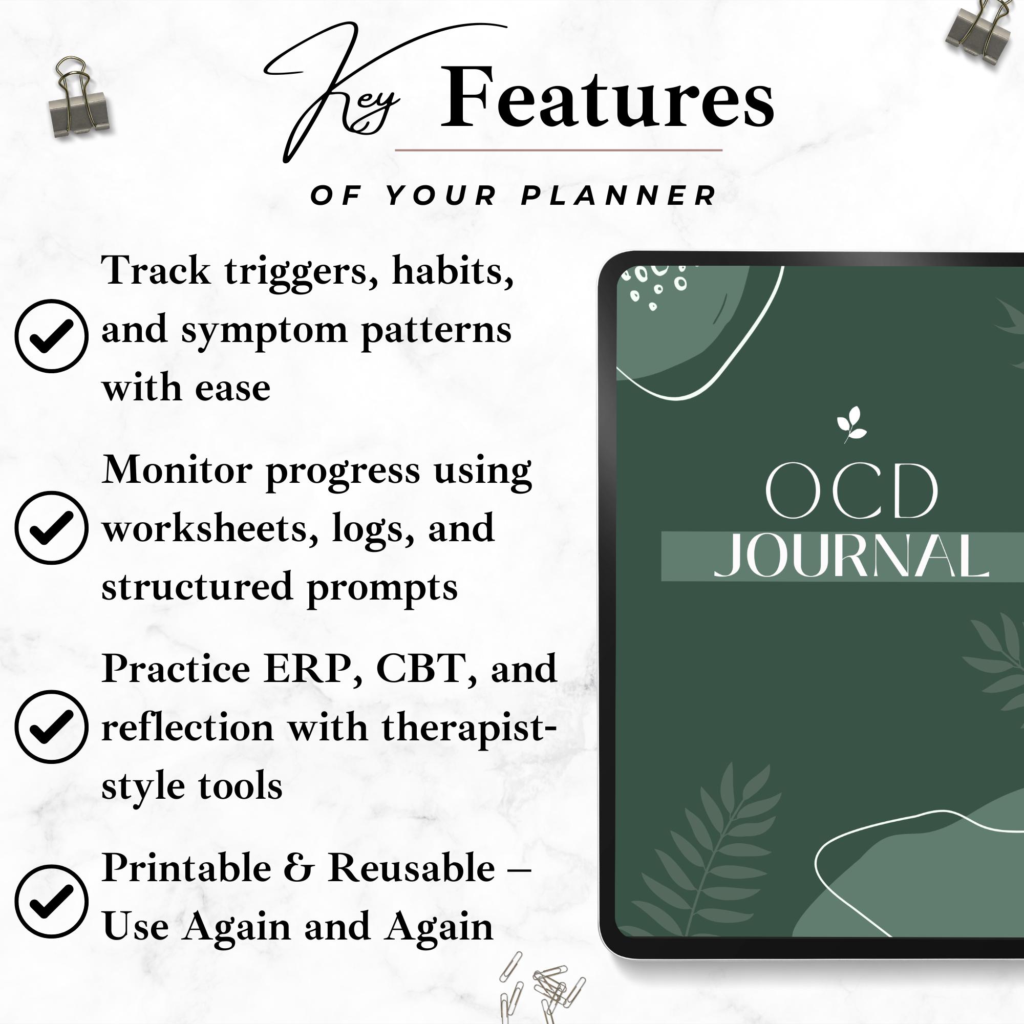 OCD Planner, Printable OCD Worksheets, Mental Health Journal, Daily ...