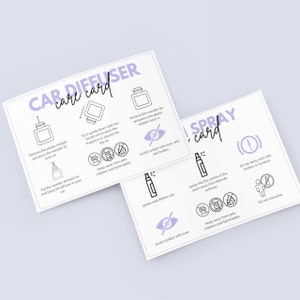 Car Diffuser Care Card Template Care Air Freshener Guide Oil Diffuser ...