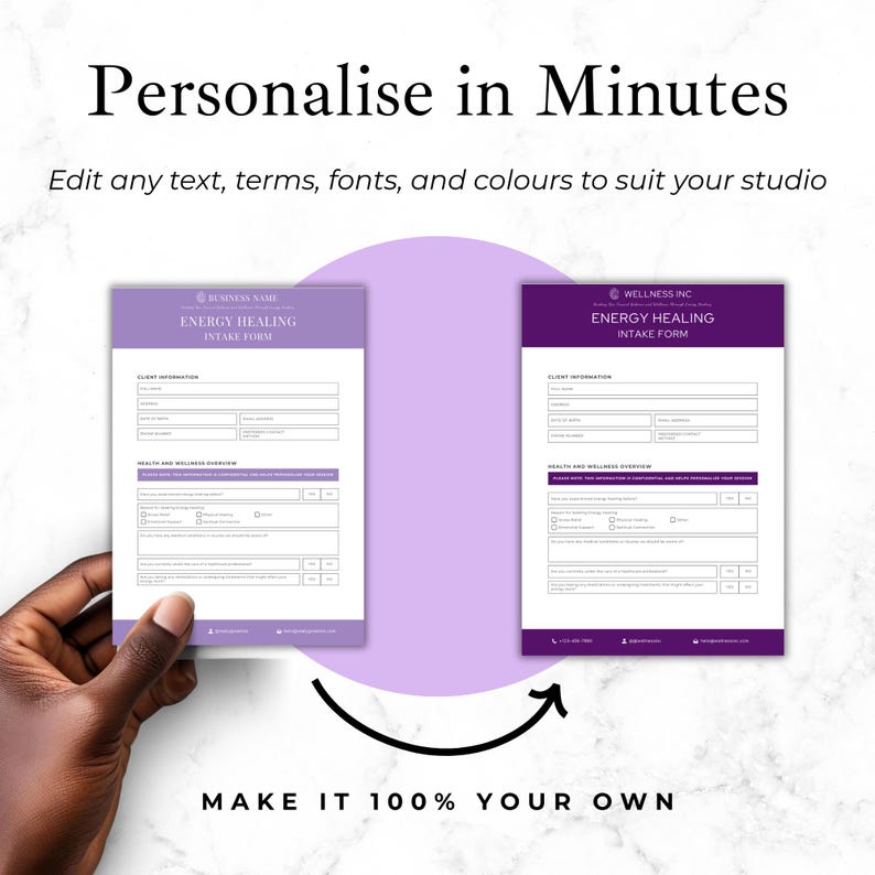 Energy Healer Client Intake Form Template, Editable Template for ...