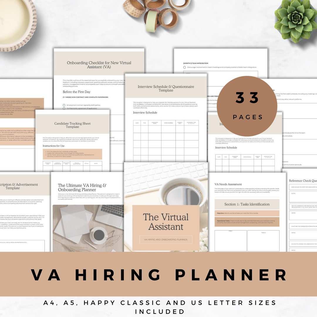 Virtual Assistant Planner | VA Hiring Checklist & Onboarding Templates ...