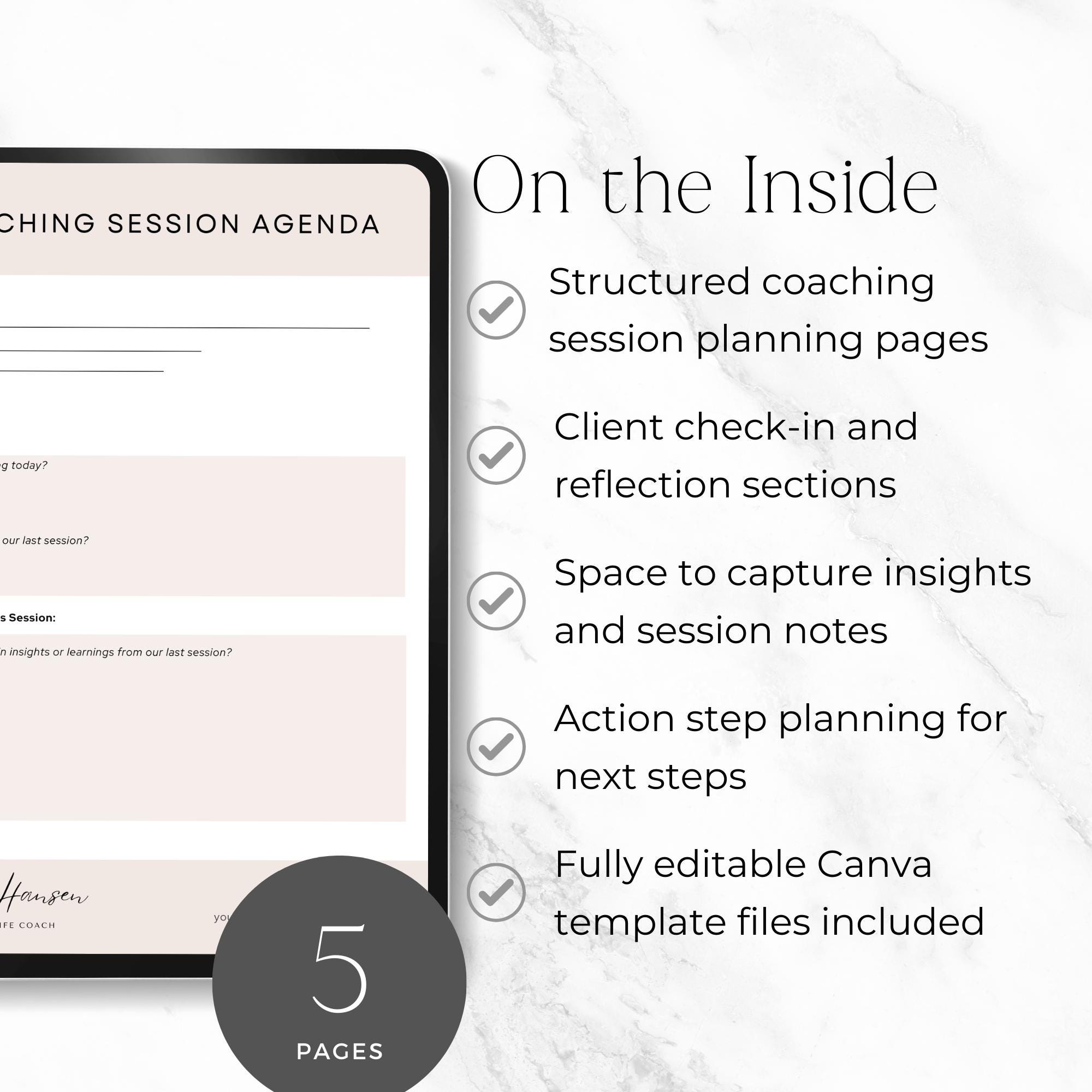 Coaching Session Template Canva, Life Coach Session Planner, Editable ...
