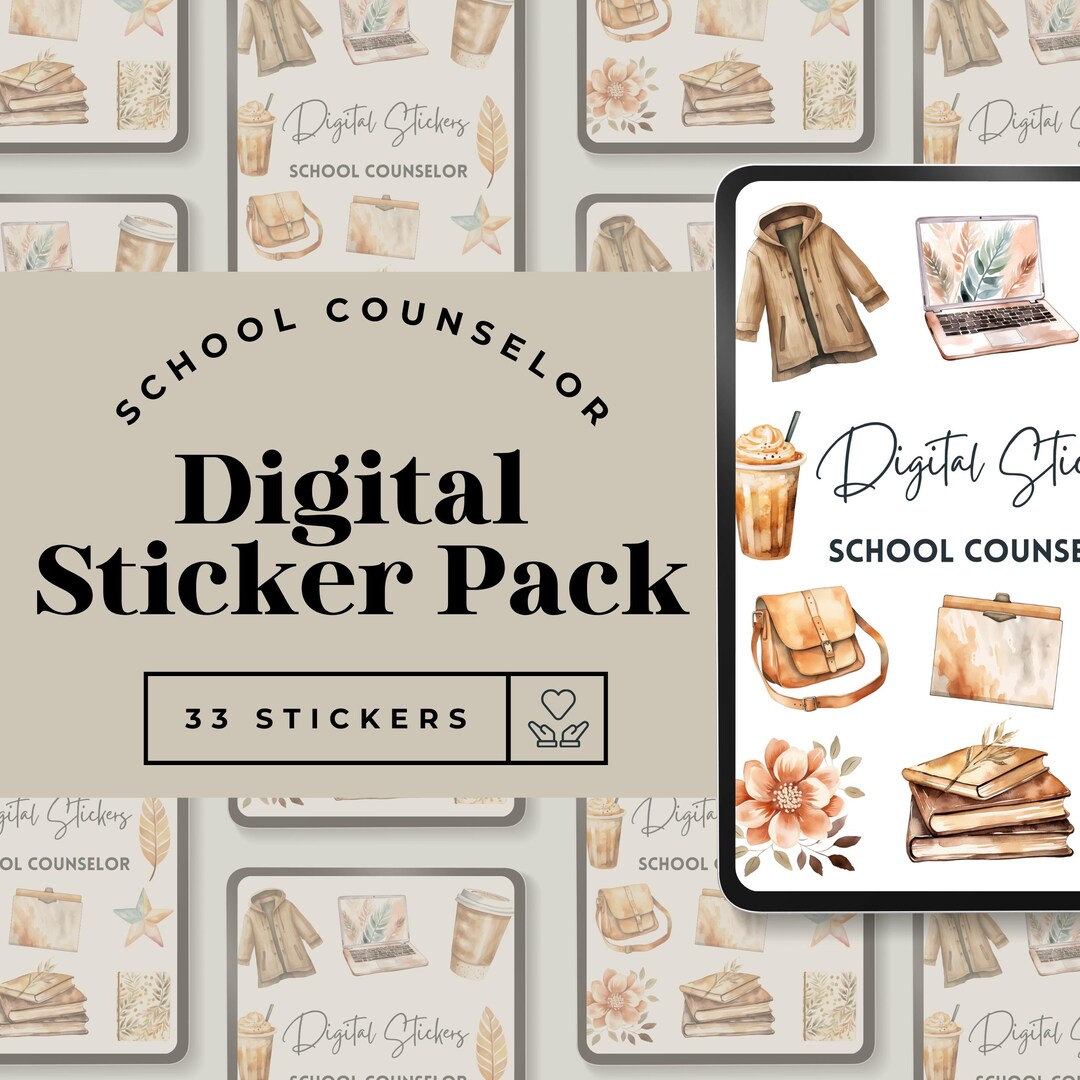 School Counselor Digital Sticker Pack PNG Bundle for Goodnotes Teachers ...