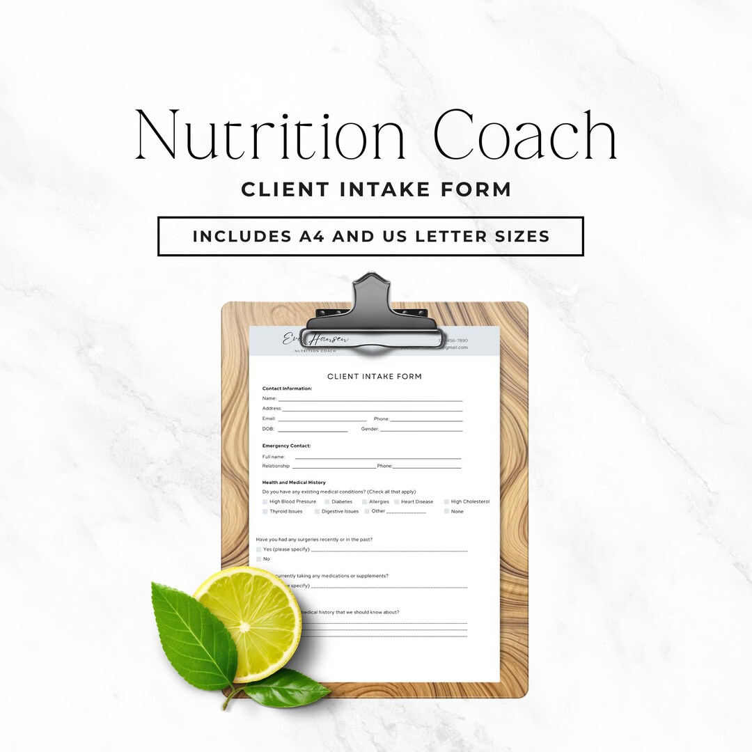 Nutrition Coach Intake Form Canva Template, Editable Client Onboarding ...