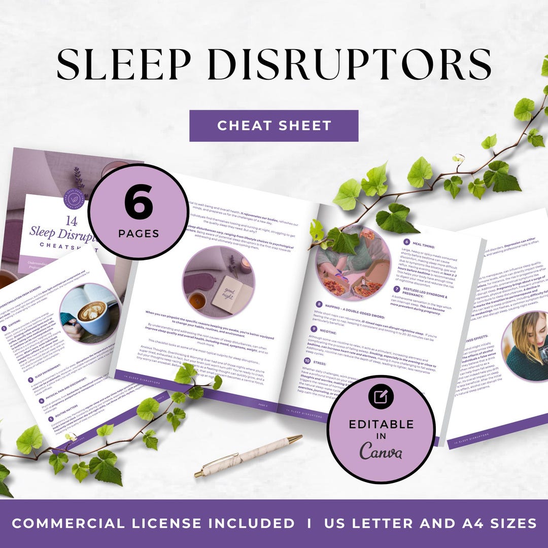 Sleep Coach Canva Template PDF | Editable Sleep Disruptor Cheatsheet ...