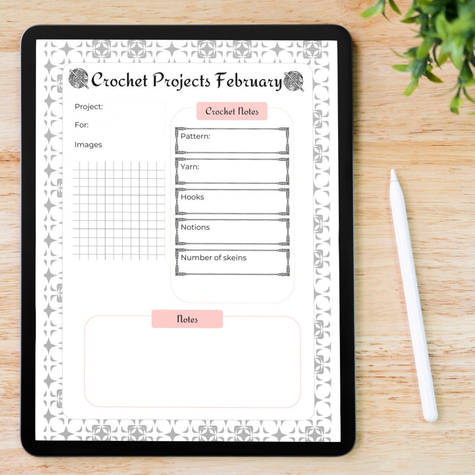 Crochet Planner, Printable Project Organizer, Digital Crochet Journal ...