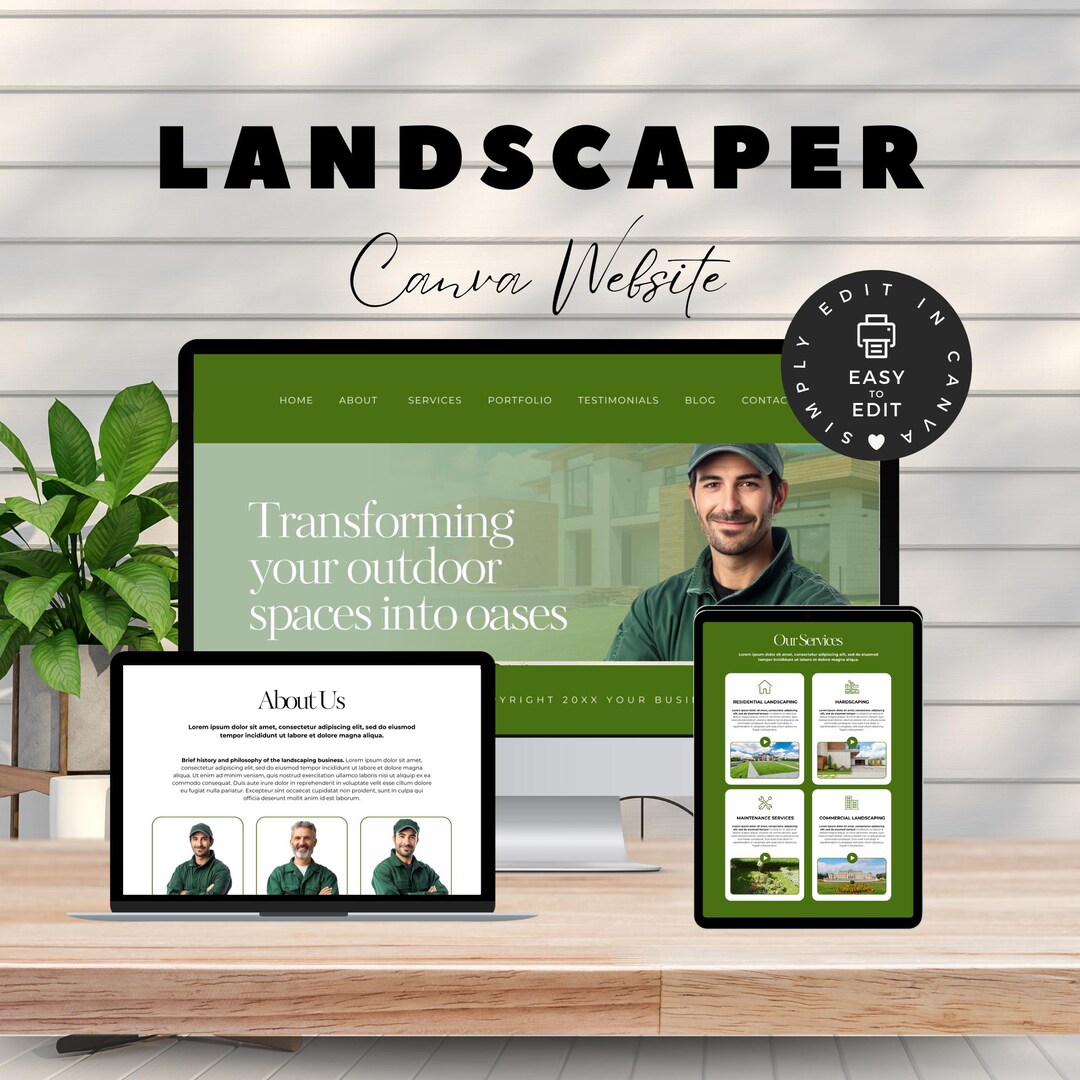 Landscaper Website Template Landscape Designer Webpage Lawn Care ...