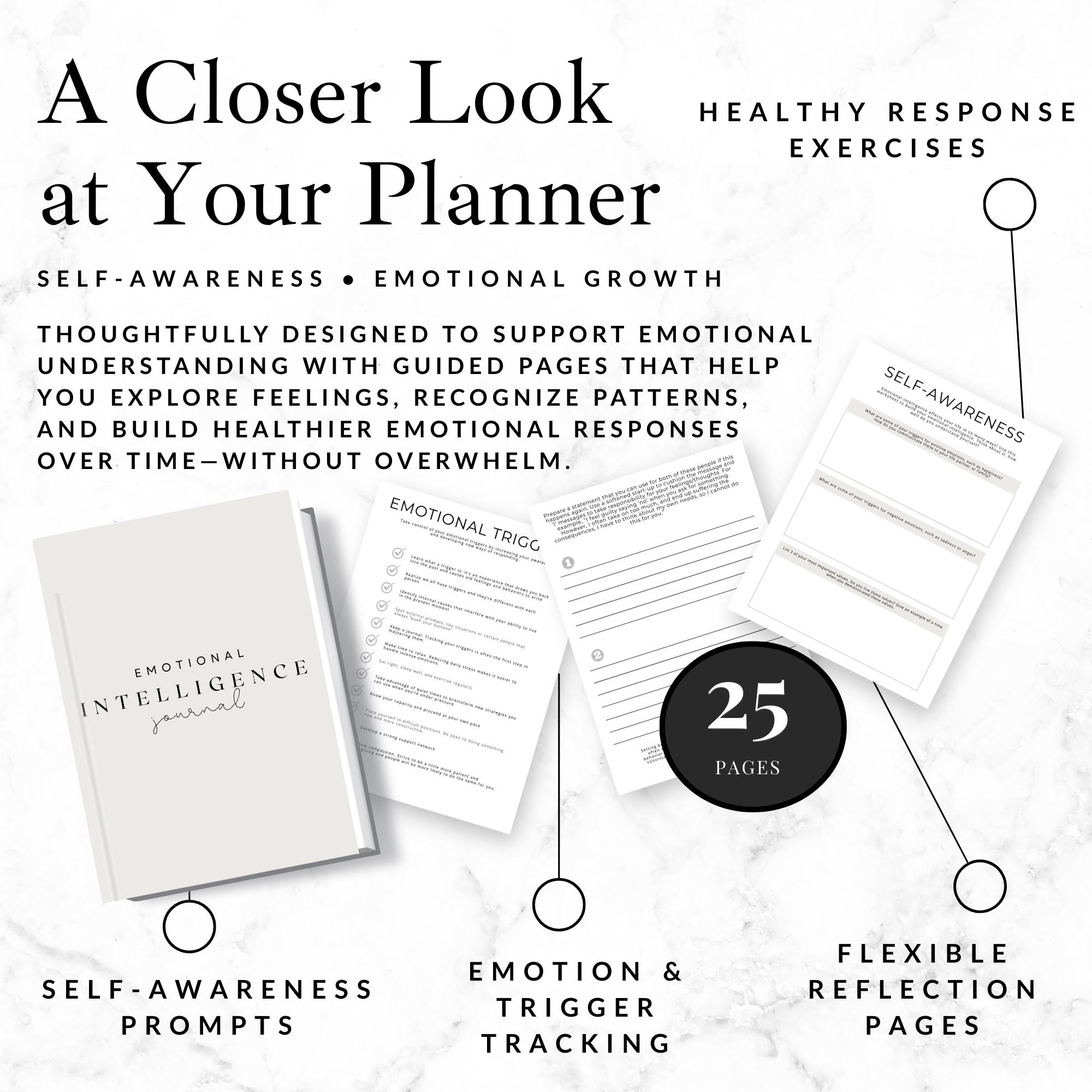 Emotional Intelligence Journal Self Awareness Planner Self Regulation ...