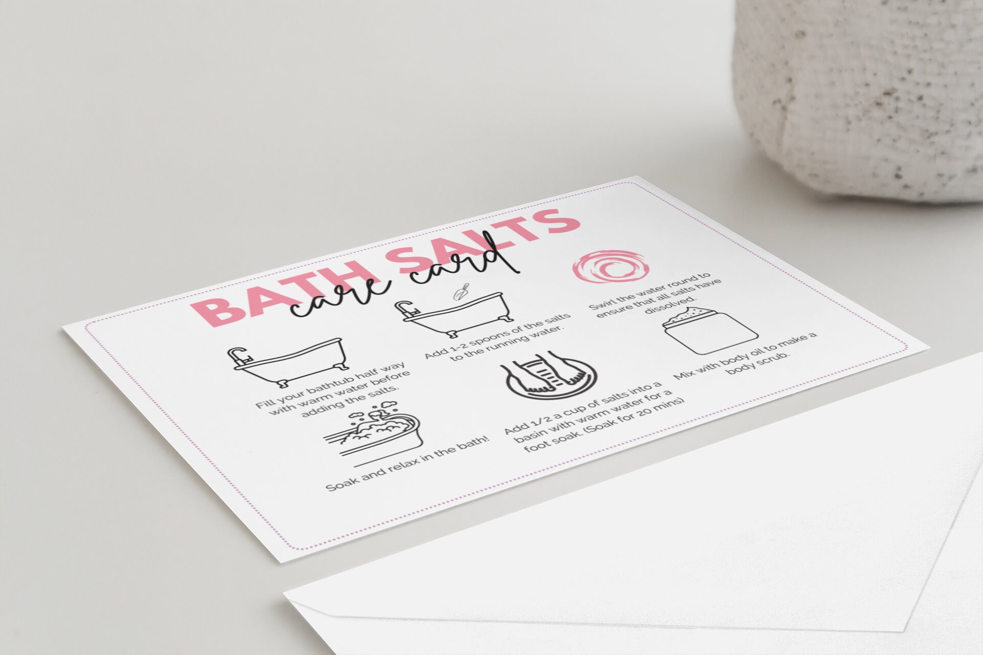 Bath Salts Care Card Bath Salt Template Bath Soak Care Card - Etsy