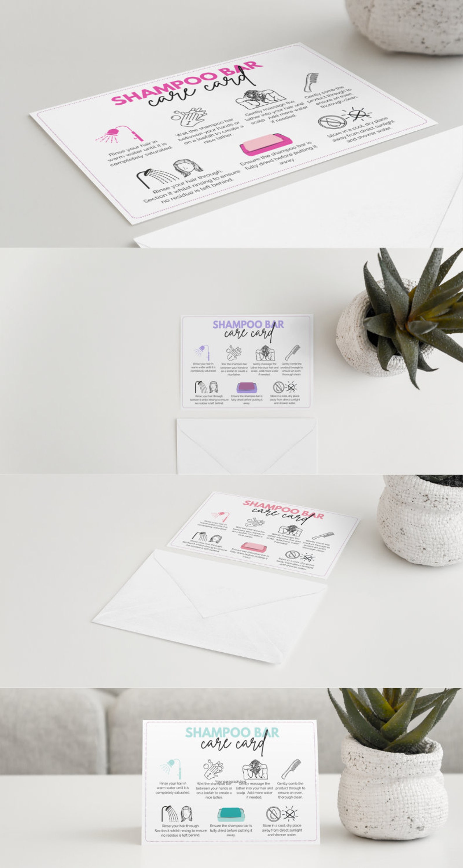 Shampoo Bar Care Card Template for Solid Shampoo Bar Instructions for ...