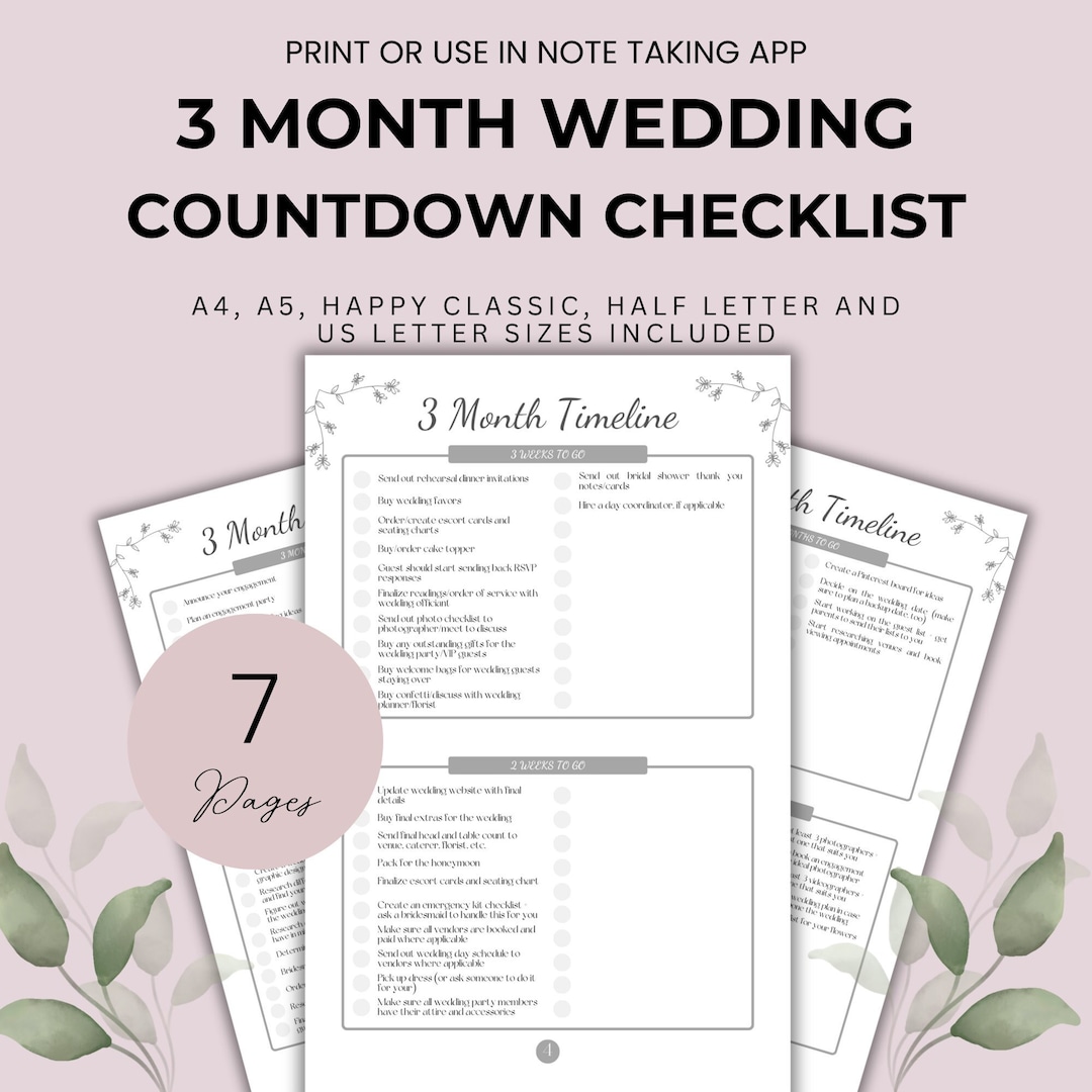 Printable Wedding Checklist Timeline Planner Wedding Planning