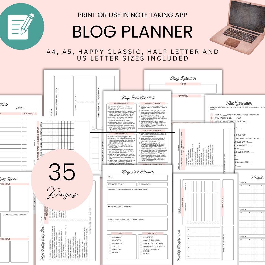 Blog Post Planner for Blogger Planner Goodnotes Blog Post Plan Template ...