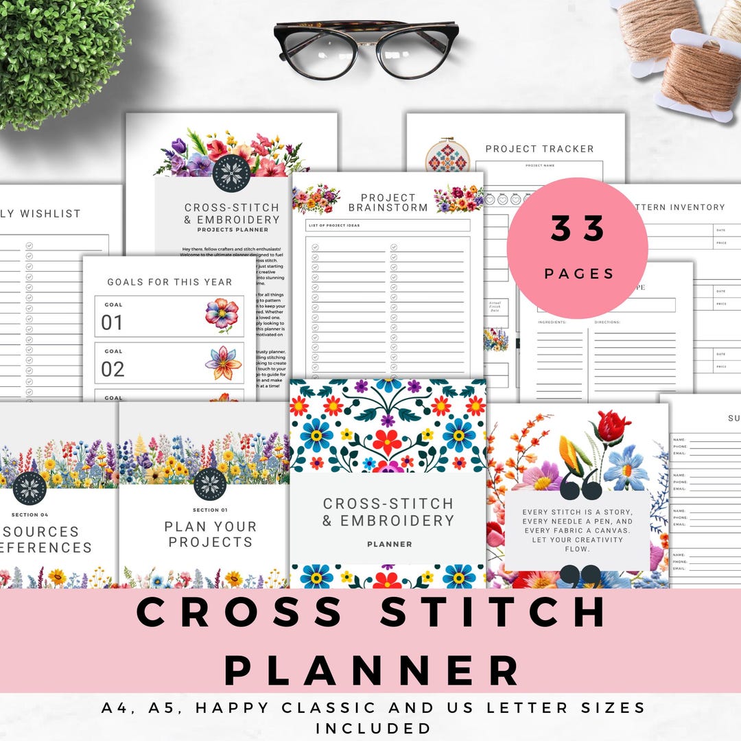 Printable Cross Stitch Planner | Embroidery Journal & Project Tracker ...