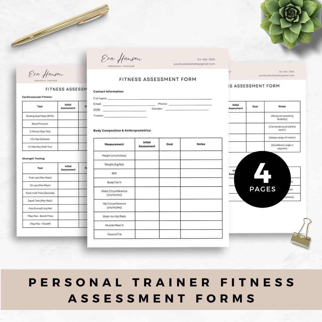 Personal Trainer Client Fitness Assessment Forms Editable Personal ...