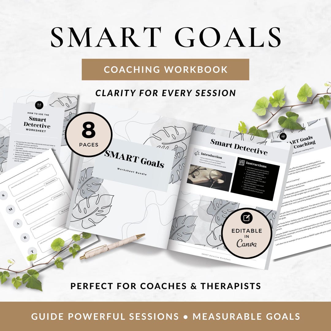 SMART Goals Template for Coaches | Editable Coaching Worksheets | SMART ...
