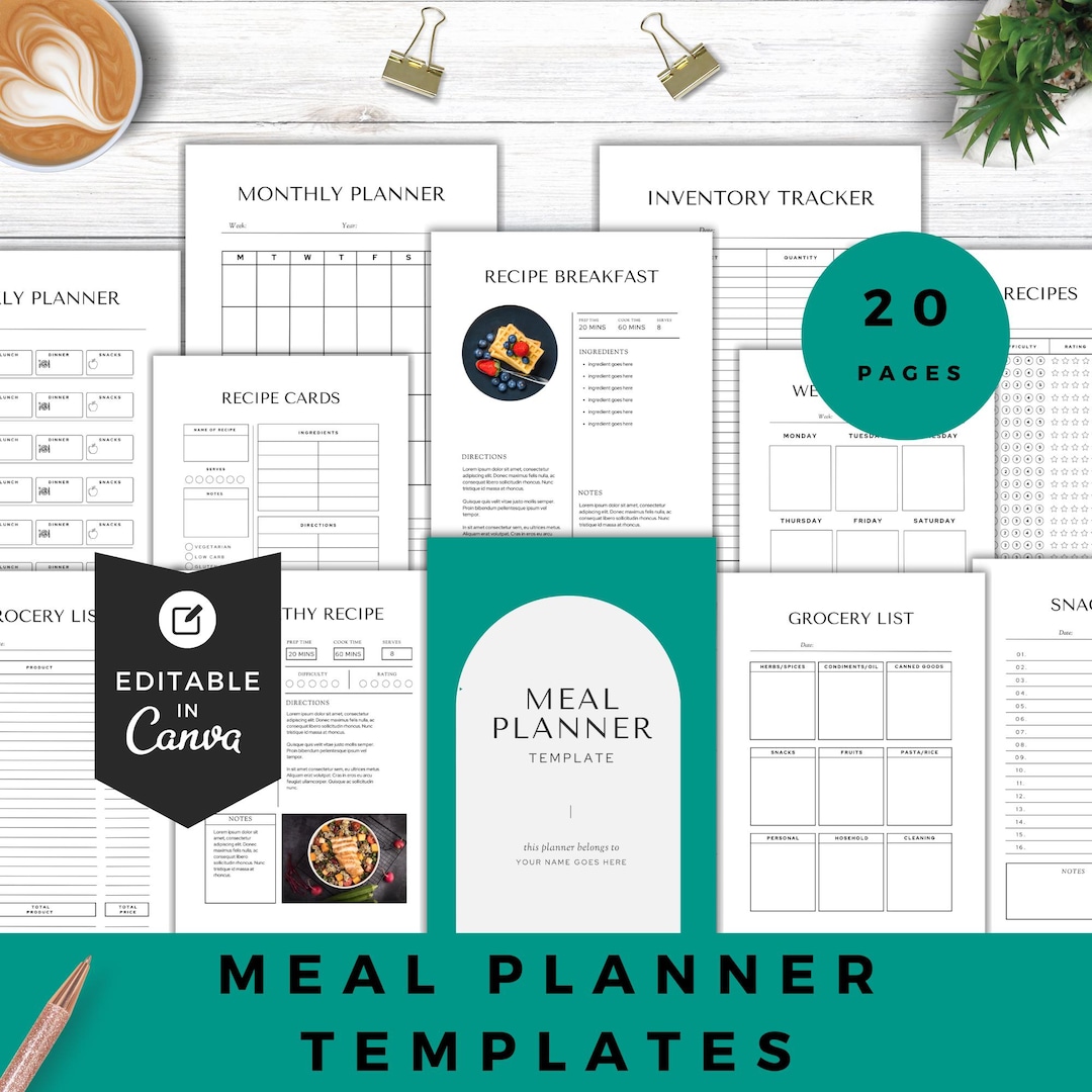 Nutrition Coach Meal Planner Template | Editable Canva Wellness Planner ...