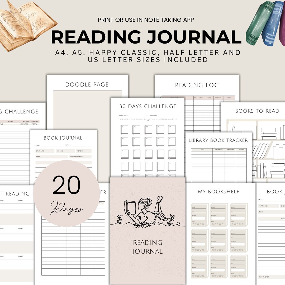 Reading Planner Bundle Printable Reading Journal Digital Reading ...