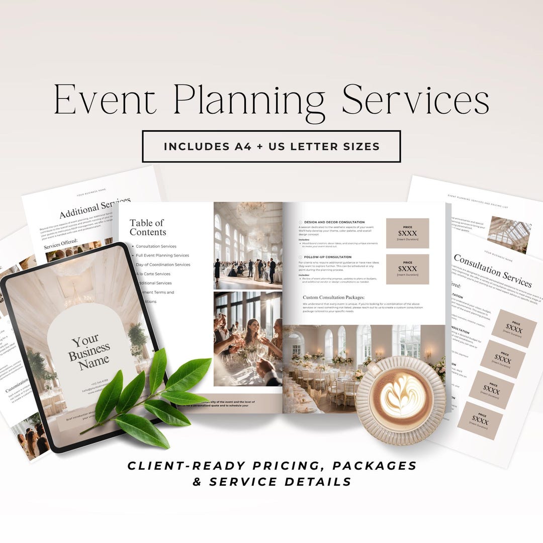 Event Planner Price List Template, Editable Pricing Guide, Professional ...