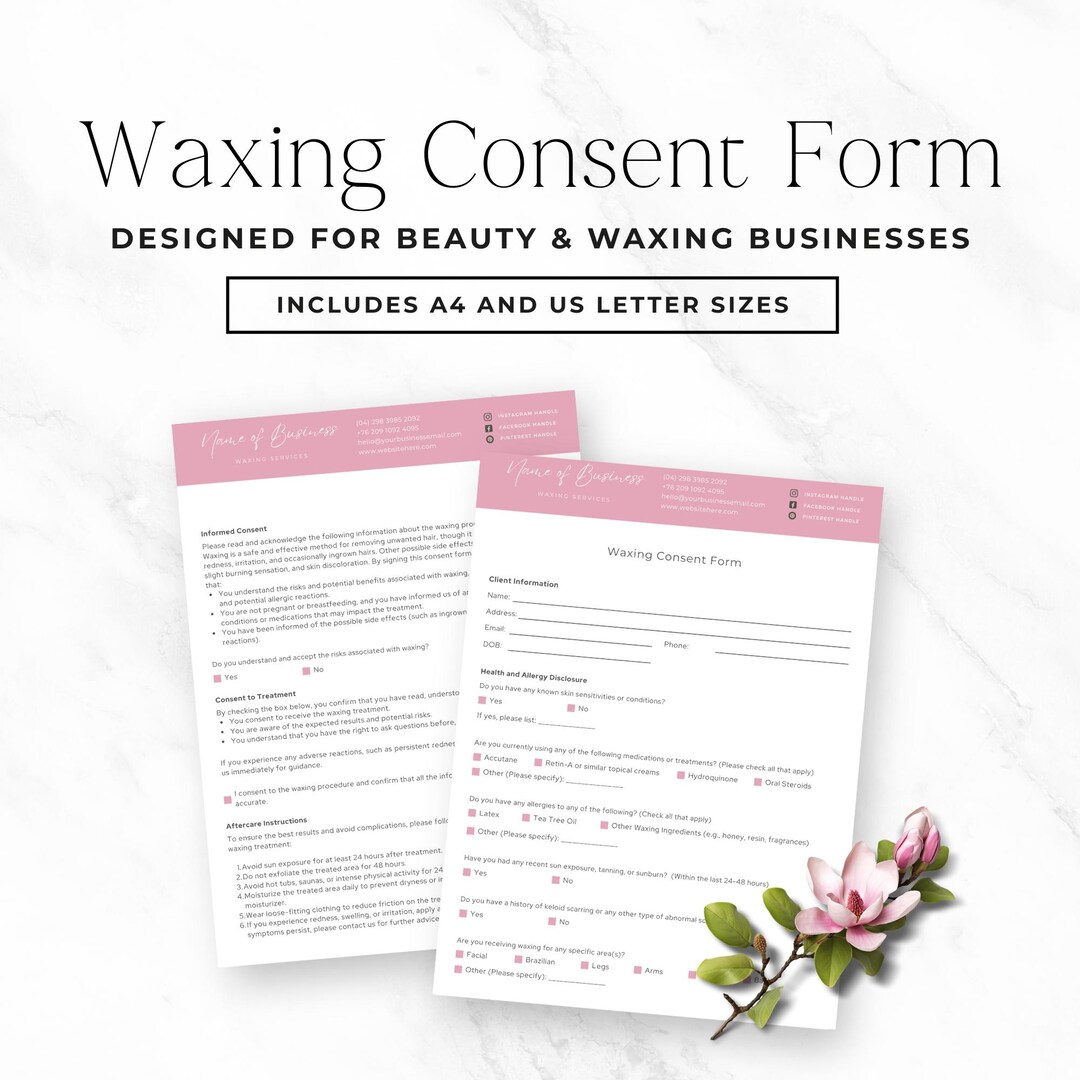 Waxing Consent Form Template, Editable Esthetician Intake Form ...