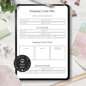 Jumping Castle Hire Form Bouncy Castle Booking Form Bounce House ...