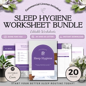 Sleep Hygiene Worksheets & Tracker | Editable Canva Template for ...