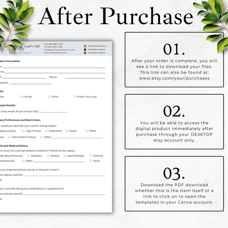Nutrition Coach Client Health Questionnaire, Editable Intake Form ...