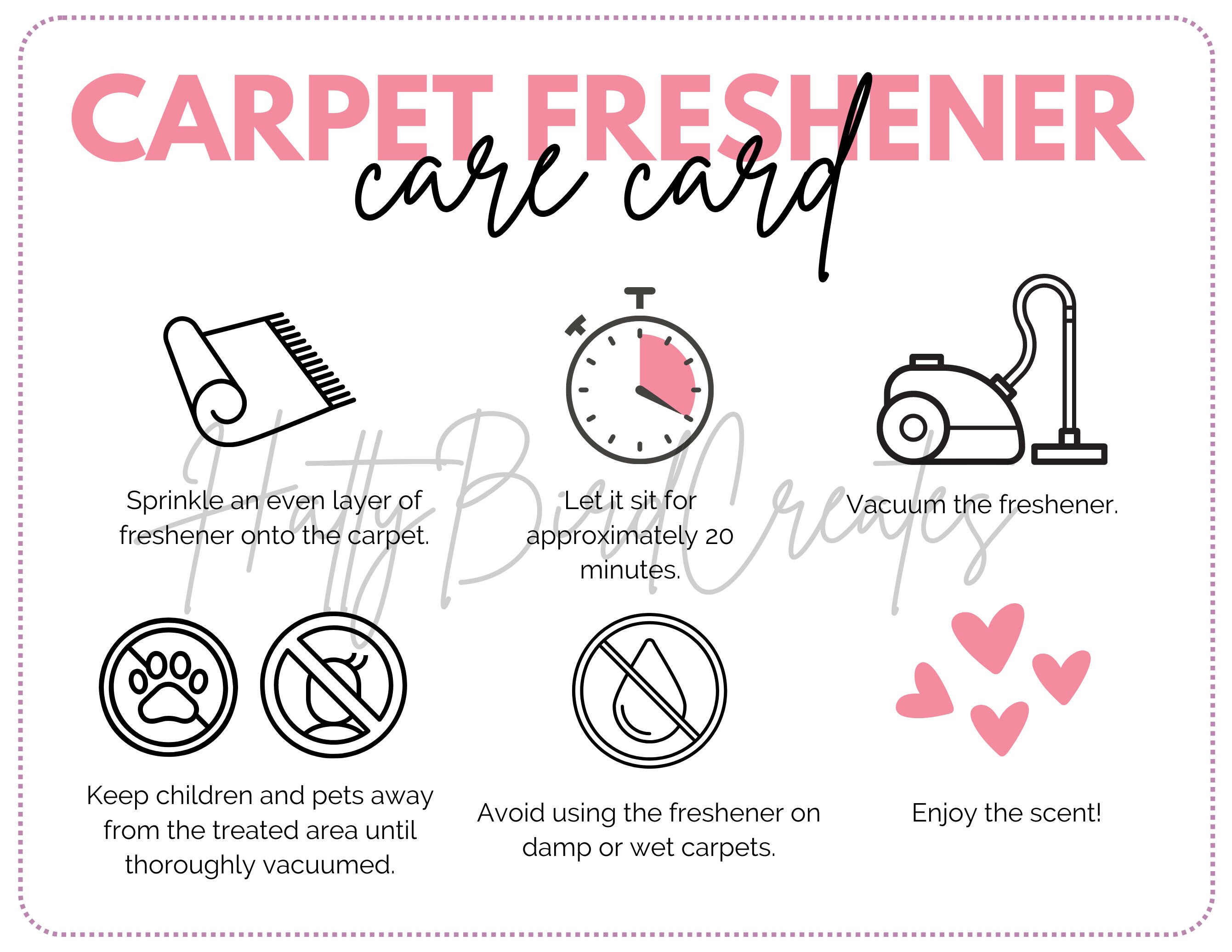 Carpet Freshener Care Card Carpet Freshener Instructions - Etsy