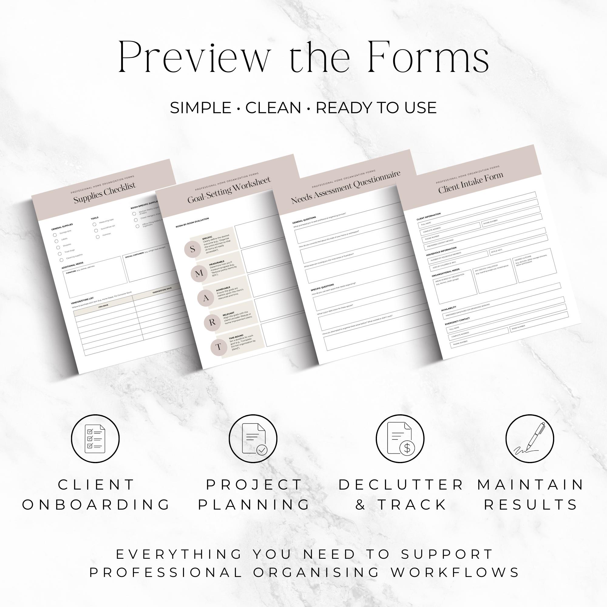 Professional Organizer Form Bundle Home Organizer Template Client ...