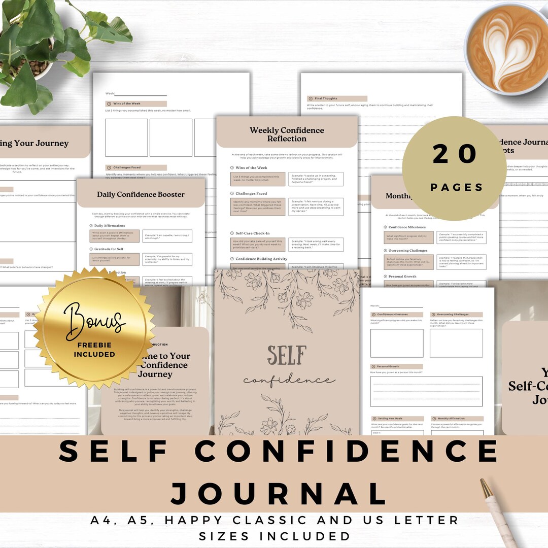 Self Confidence Journal Self Worth Worksheets Self Esteem Workbook ...