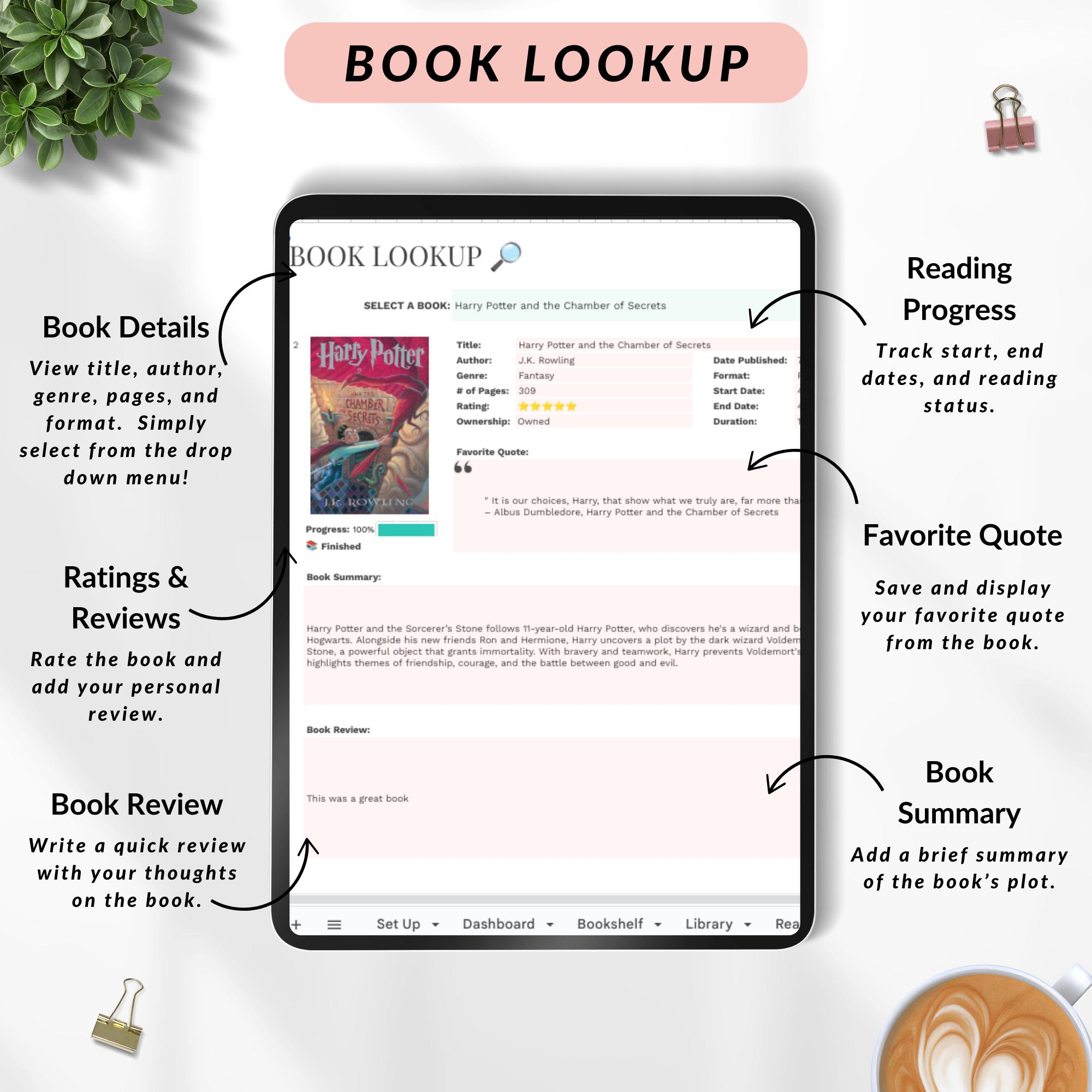 Reading Journal Google Sheets, Ultimate Book Tracker Template, Digital ...