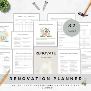 House Renovation Planner Printable Home Improvement Planner Remodelling ...